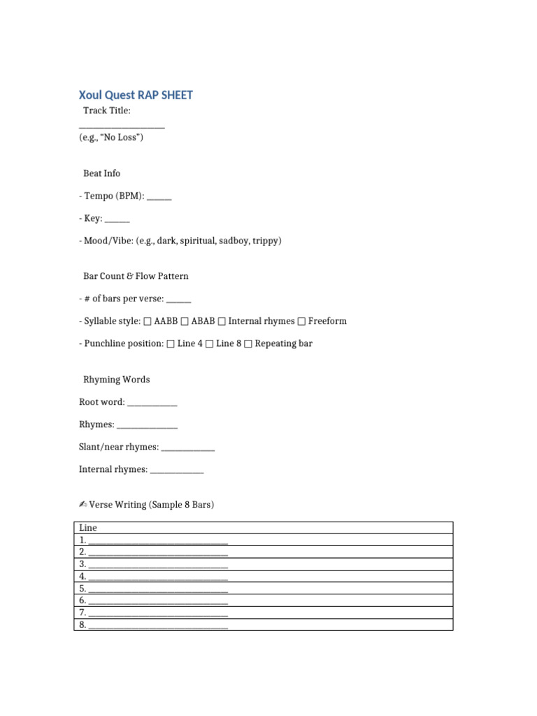 Xoul Quest Rap Sheet | PDF