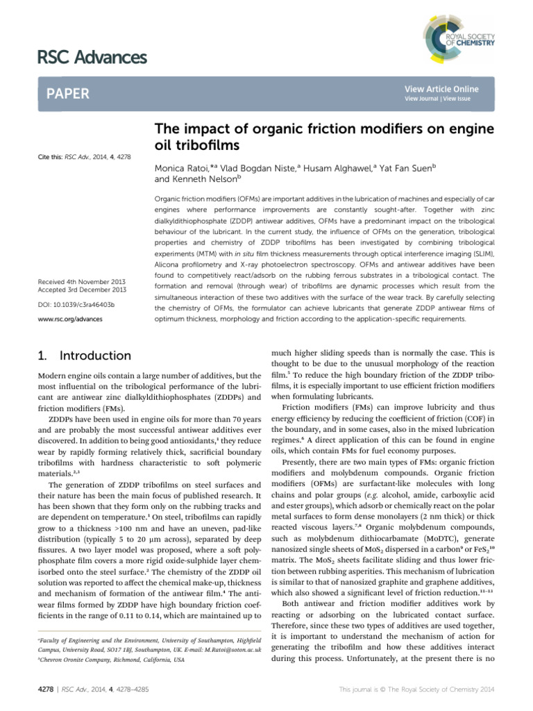 Ratoi2014-The Impact of Organic Friction Modifiers On Engine Oil ...