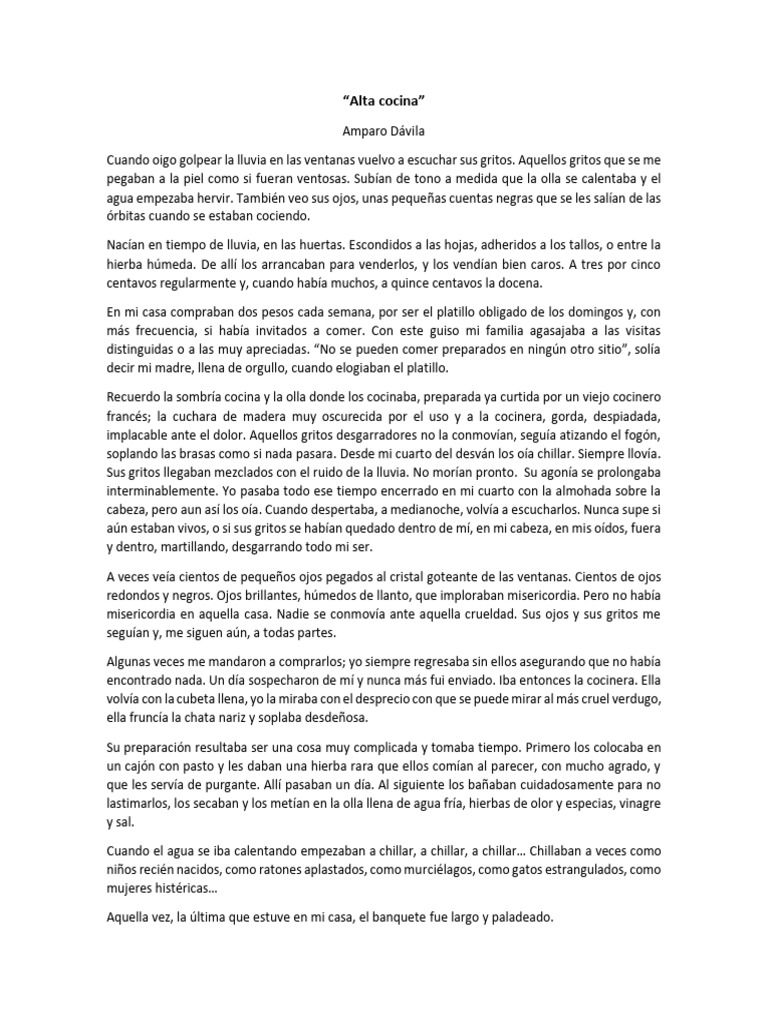 Alta Cocina Amparo Dávila | PDF
