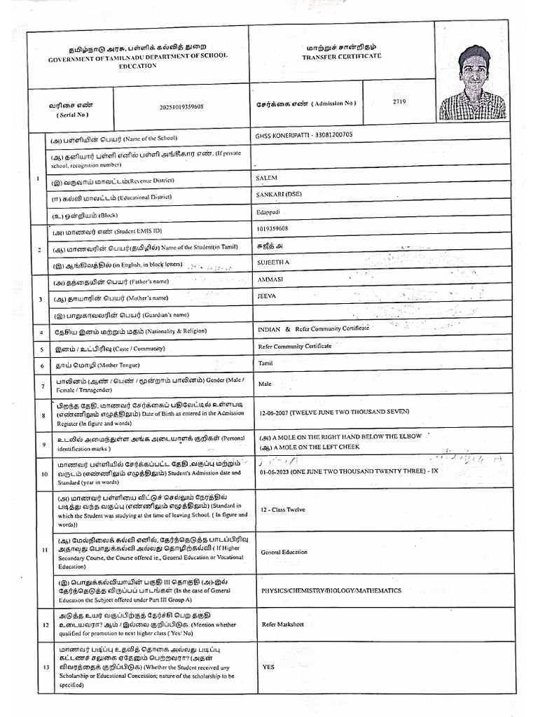 Transfer Certificate | PDF