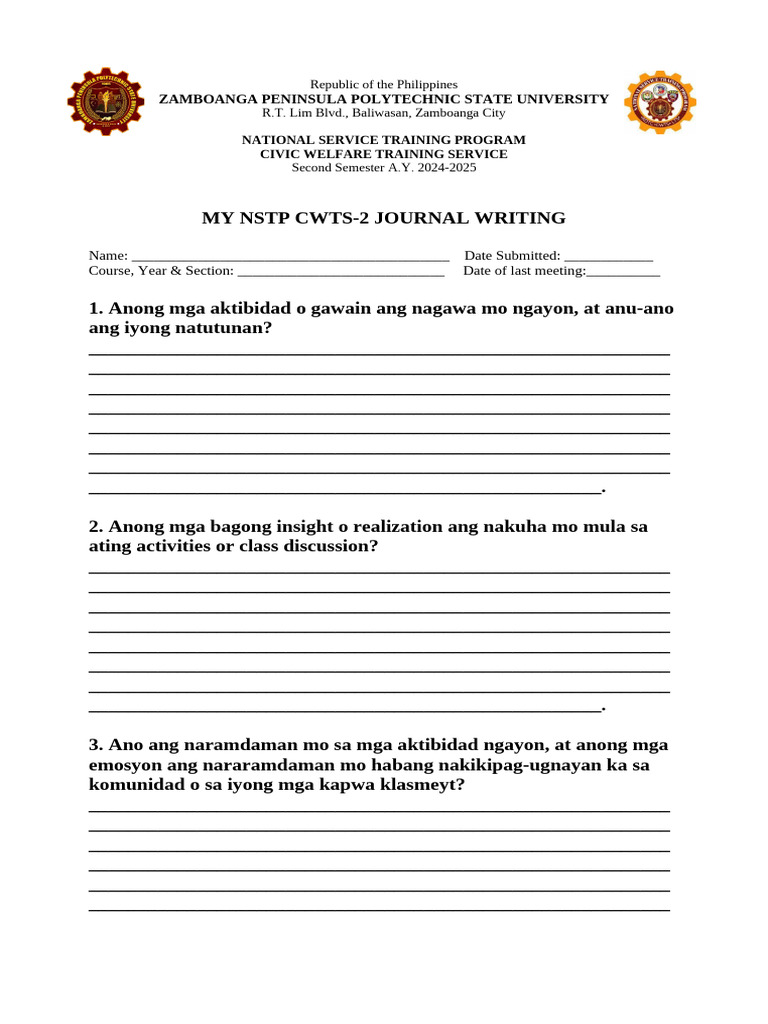 (Template) CWTS Journal Writing Template | PDF