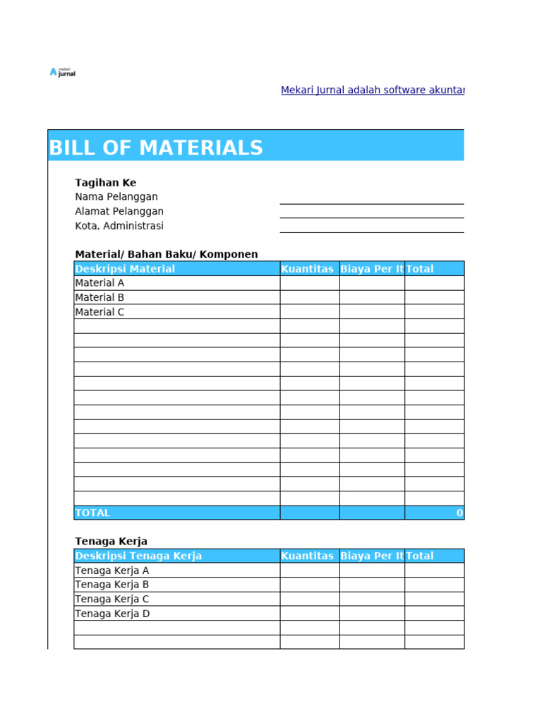Kumpulan Template BOM Format Excel | PDF