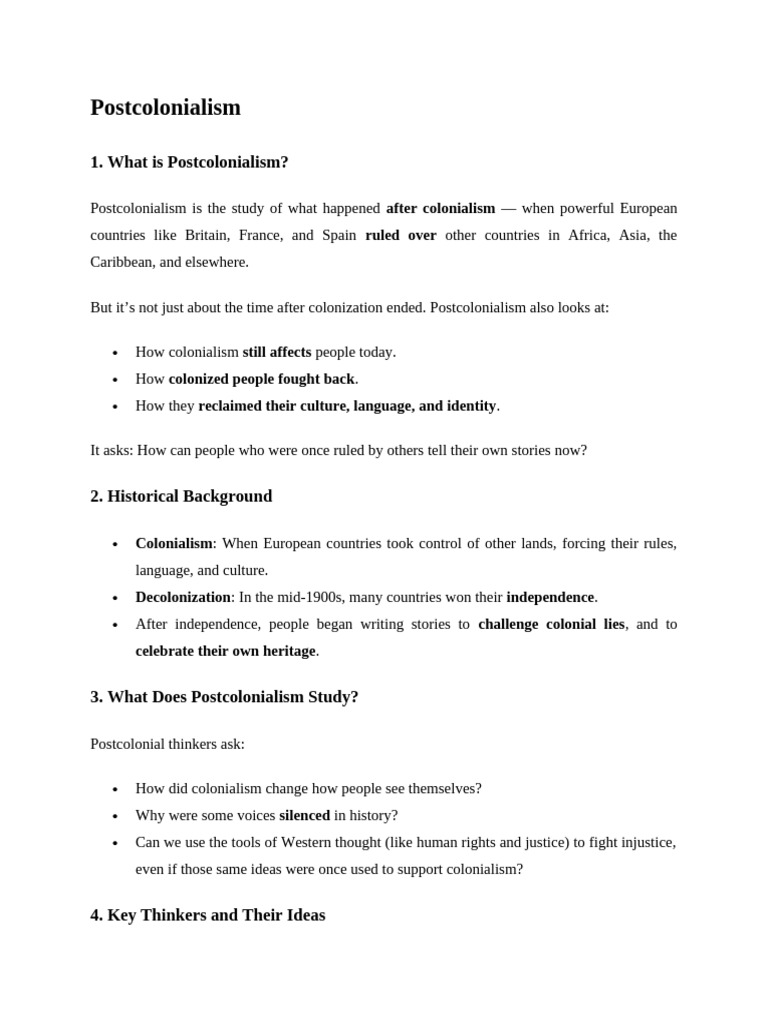 Understanding Postcolonialism and Literature | PDF | Postcolonialism ...