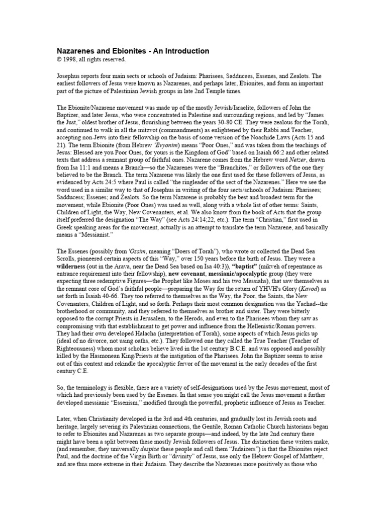 Nazarenes and Ebionites Overview | PDF | Jesus | Pharisees