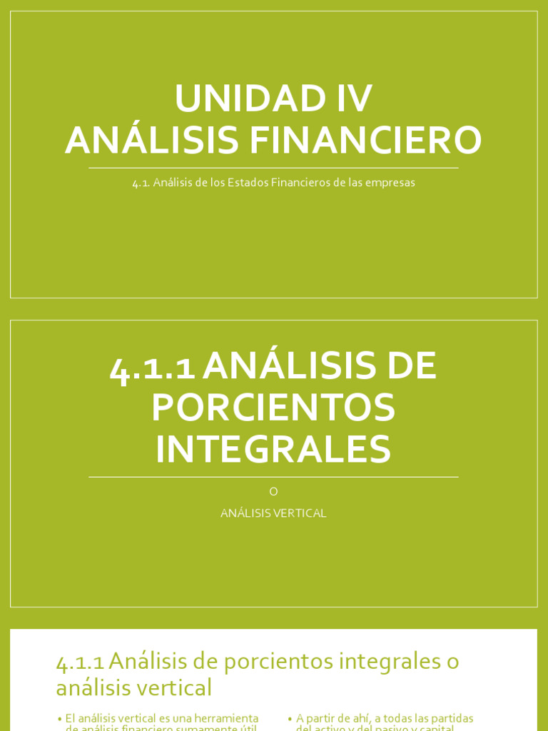 4.1.1 Porcientos Integrales y 4.1.2 Razones Financieras | PDF | Ratio financiero | Economía ...