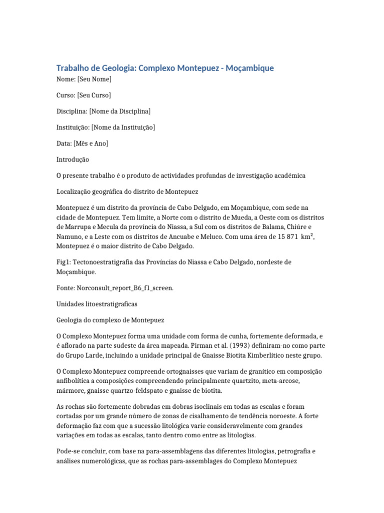 Geologia do Complexo Montepuez | PDF