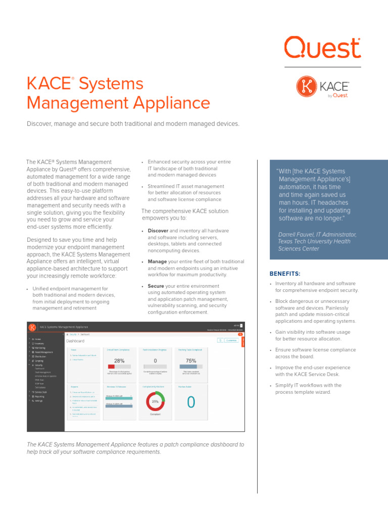Quest - Kace - System Management Appliance | PDF | Software | Operating ...