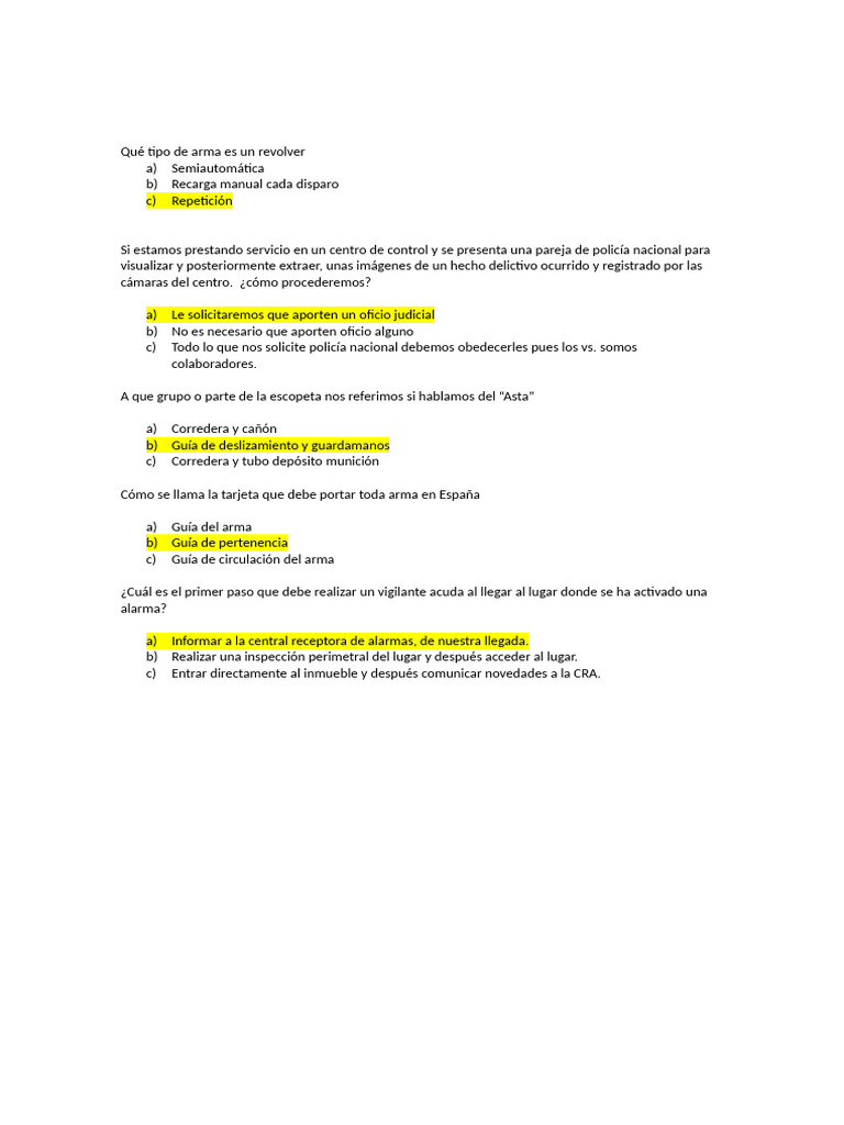 5 Preguntas de Armamento y Protección CPV 11 Marzo | PDF