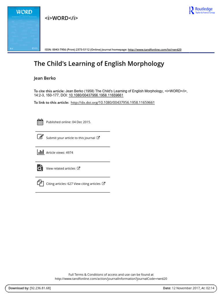 Child Learning English Morphology | PDF | Morphology | Languages