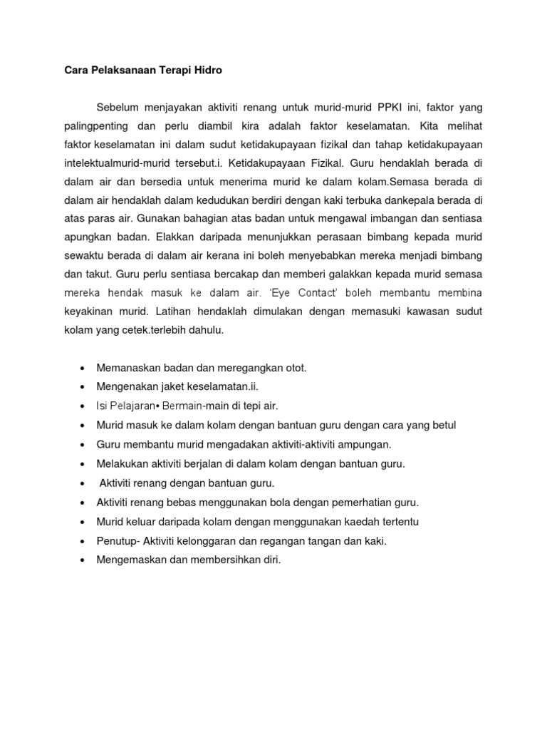 Cara Pelaksanaan Terapi Hidro | PDF