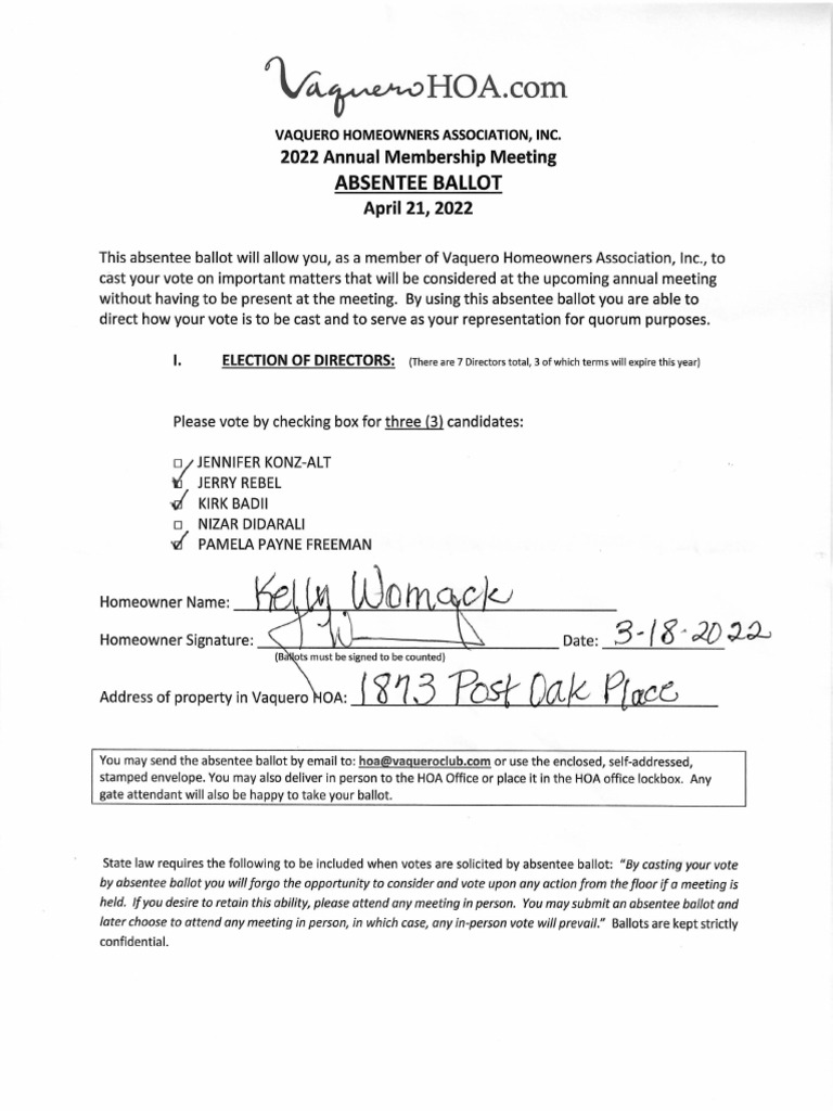 Absentee Ballot | PDF
