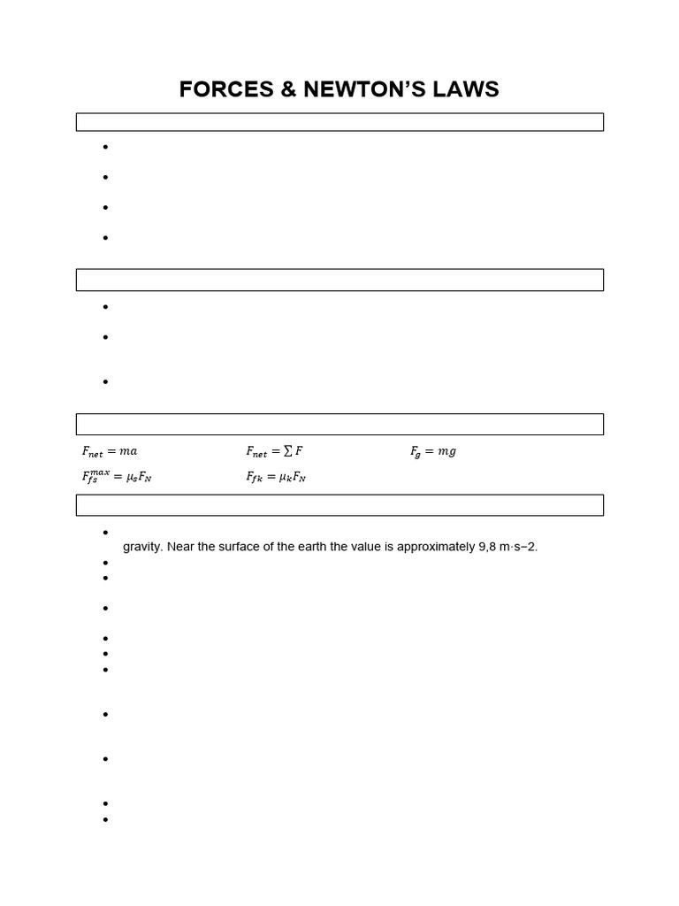 IEB Notes Forces & Newtons Laws | PDF | Force | Friction