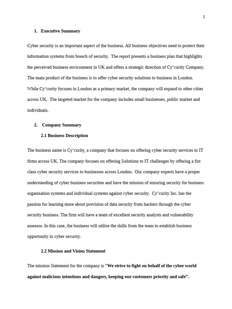 Business Plan Cyber Security | PDF | Computer Security | Security
