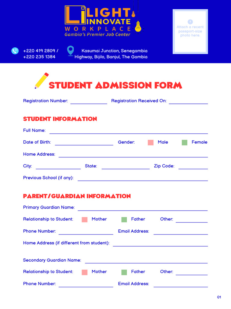 Mentorship Student Admission Form Document | PDF