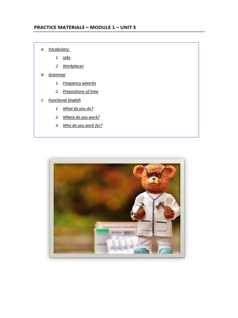Practice Exercises - Module 1 Class 5 | PDF | Workweek And Weekend | Meal