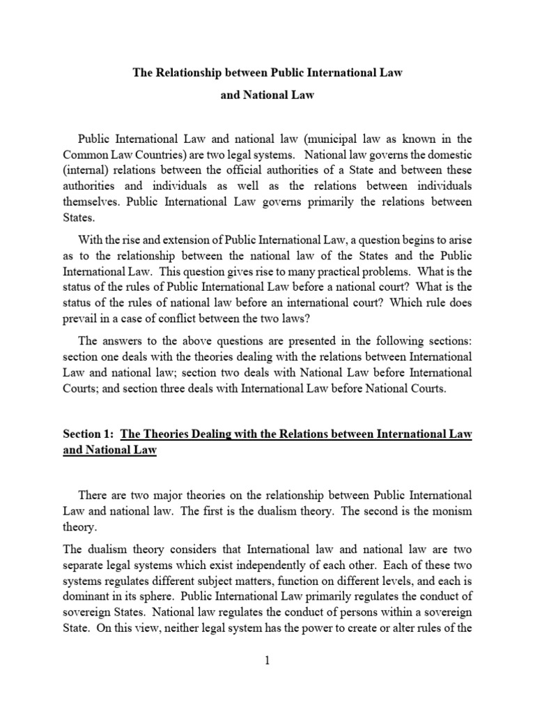 Lecture 4 - Relationship Between International Law and National Law 2 ...