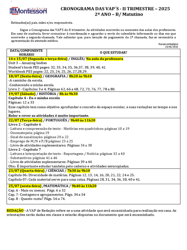 2º ANO B - Matutino - VAP II Ok - 1749577007 | PDF