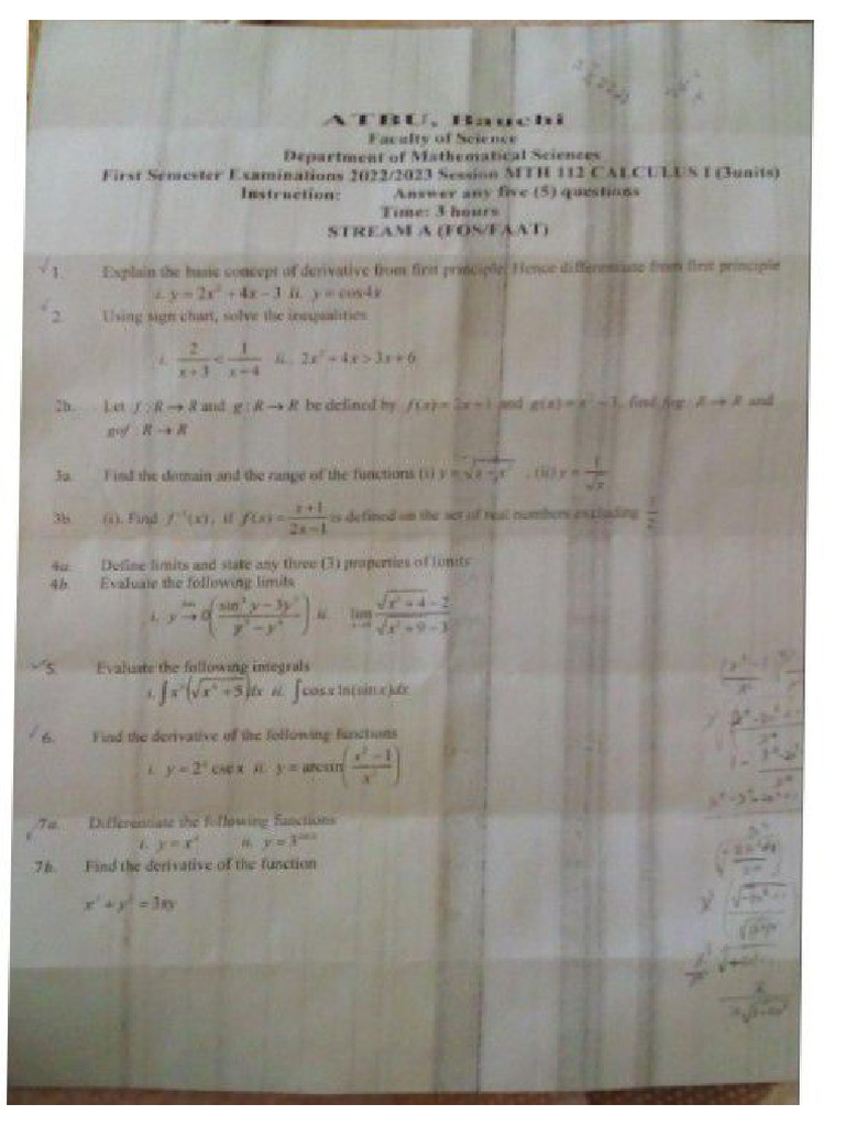 MY MTH 112 - Test Questions | PDF