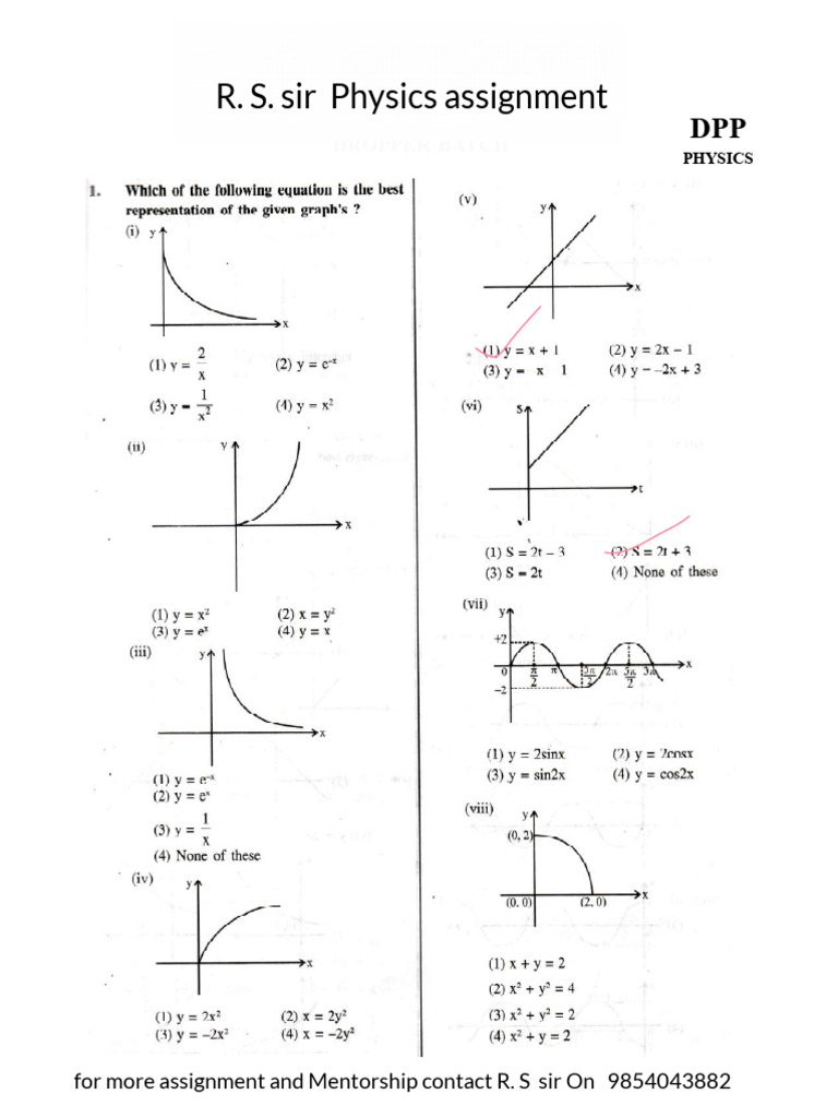 R. S. Sir Physics Assignment | PDF