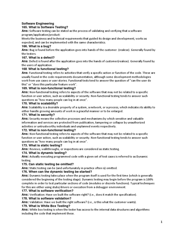 Software Engineering Viva Questions Guide | PDF | Software Testing ...