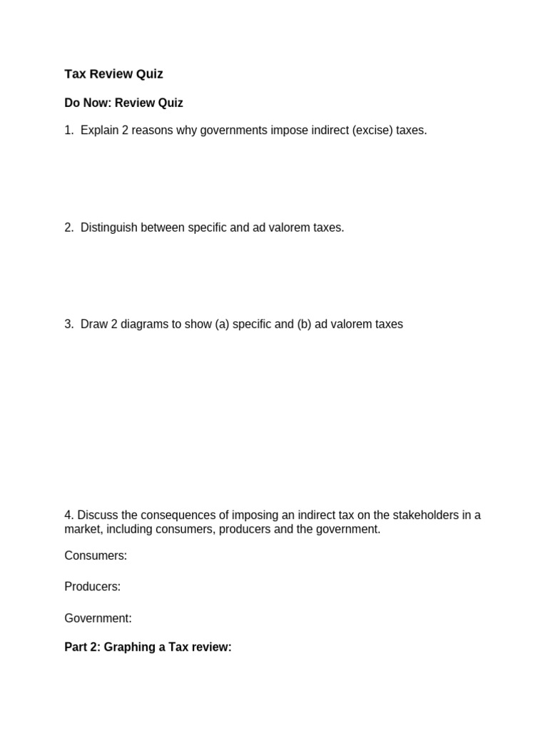 Indirect Tax Review and Analysis Quiz | PDF