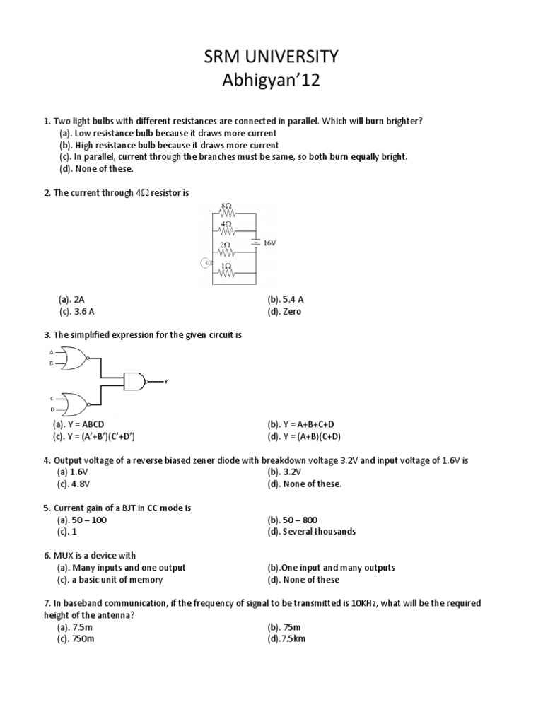 Circuit Debugging Questions - 2 | PDF | Series And Parallel Circuits ...