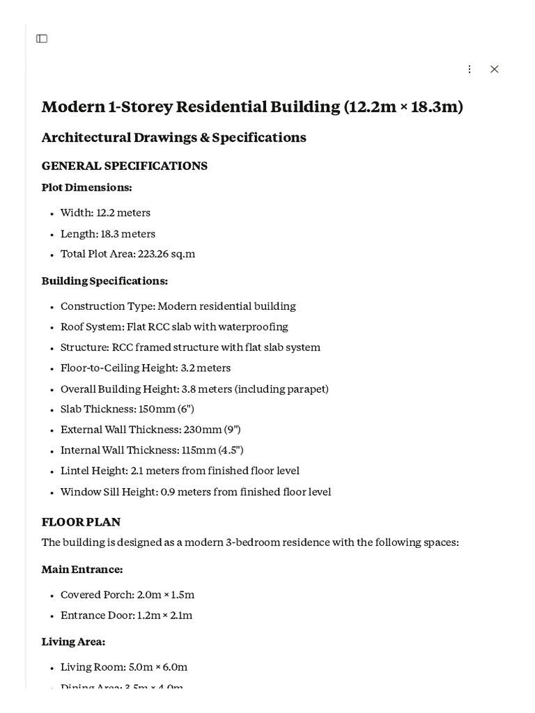 Modern 1-Storey Building Plan 12.2x18.3m | PDF | Building | Buildings ...