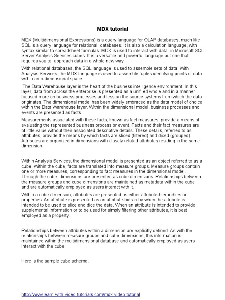 MDX Tutorial | PDF | Data Management | Information Management