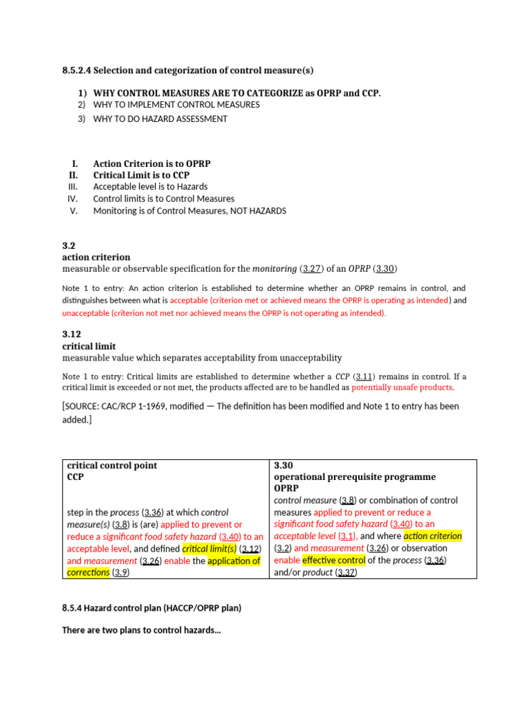 1 Selection and Categorization of Control Measure 8.5.2.4 | PDF