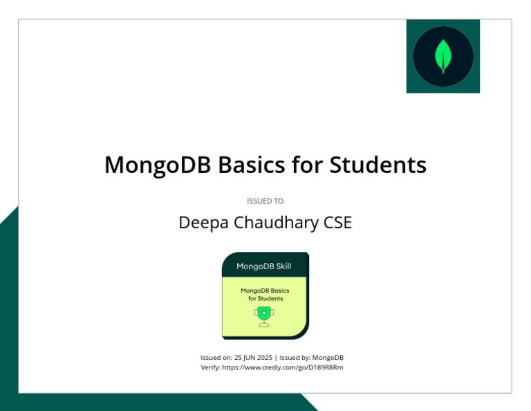 Deepa Chaudhary MongoDB Badge | PDF