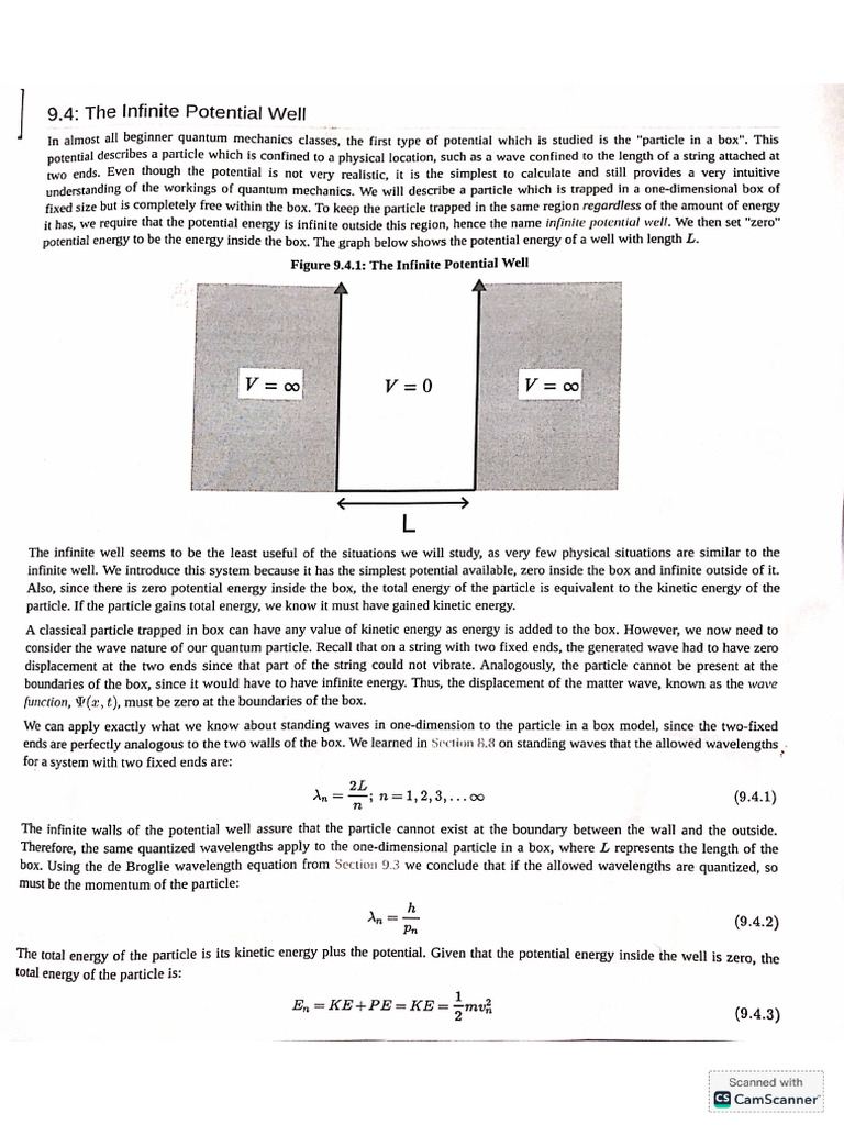 Modern Physics The Infinite Potential Well | PDF