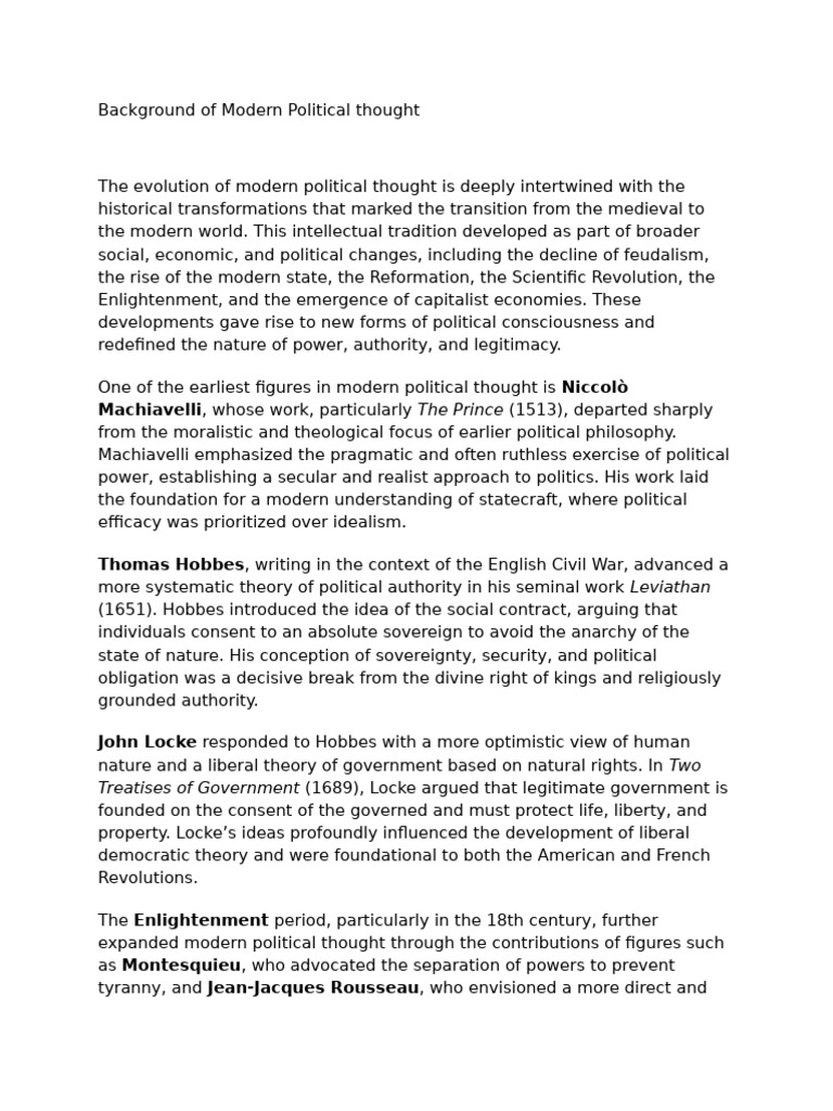 Evolution of Modern Political Thought | PDF | Political Philosophy ...