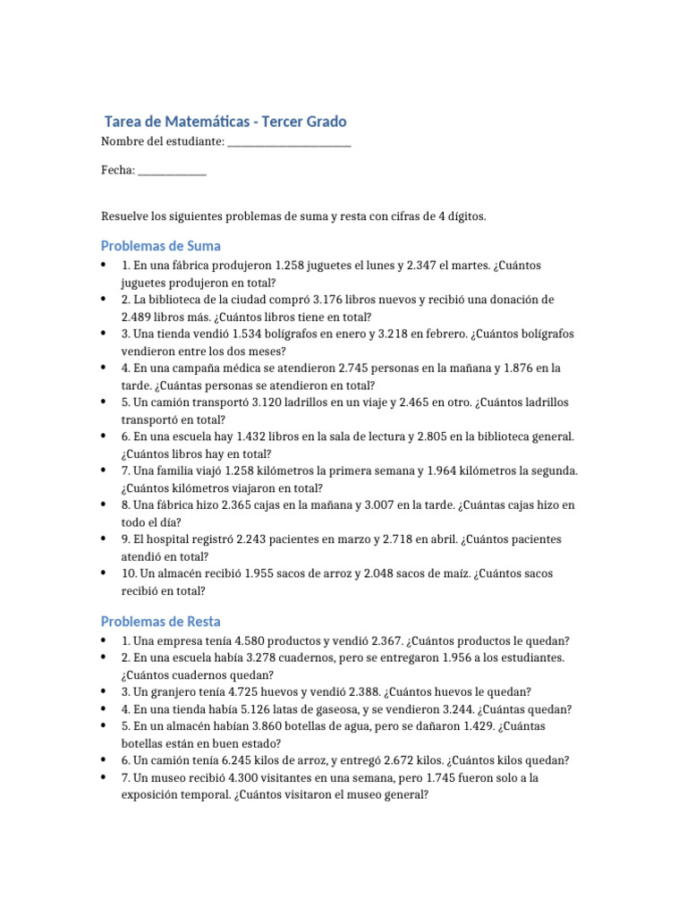 Tarea - Matematicas - Segundo Grado | PDF