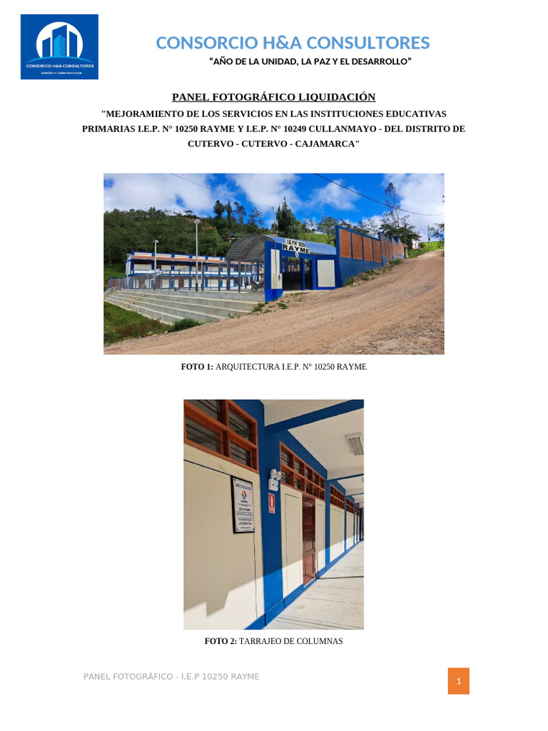 Mejoramiento de I.E.P. N° 10250 Rayme | PDF