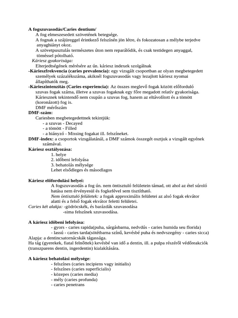 A Fogszuvasodas Pulpitis Periodontitis | PDF