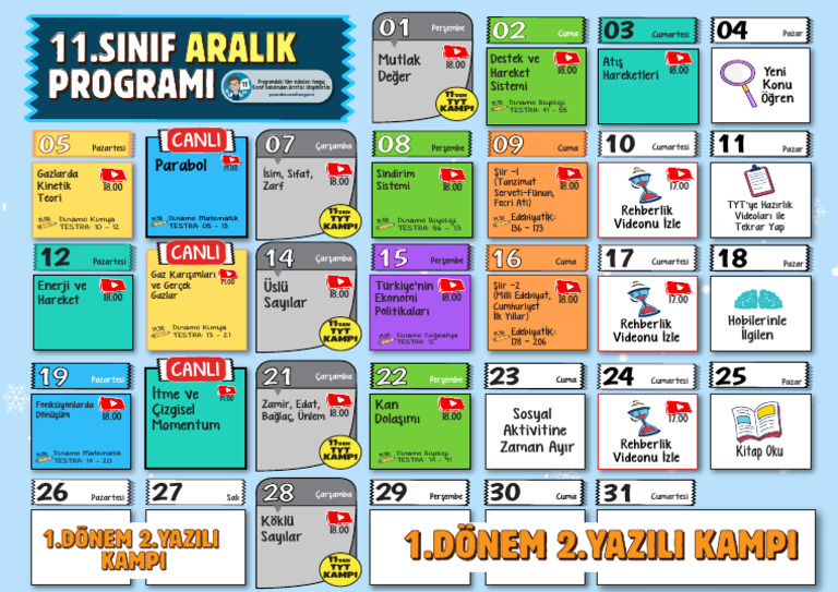 11.sinif Aralik Programi 2023 | PDF