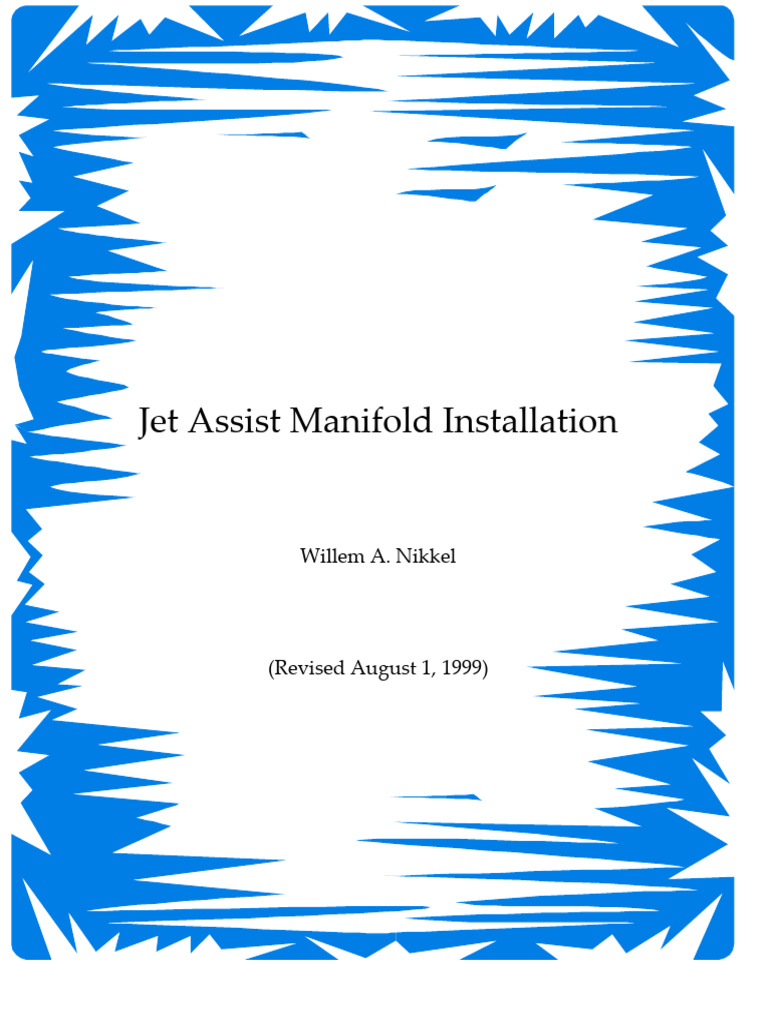 Jet Assist Manifold Installation Guide | PDF | Valve | Pipe (Fluid ...