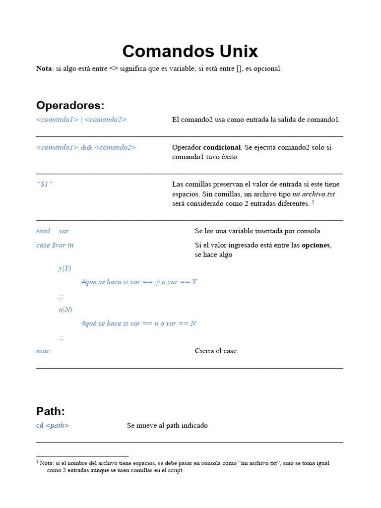 Comandos Esenciales de Unix para Principiantes | PDF | Archivo de ...