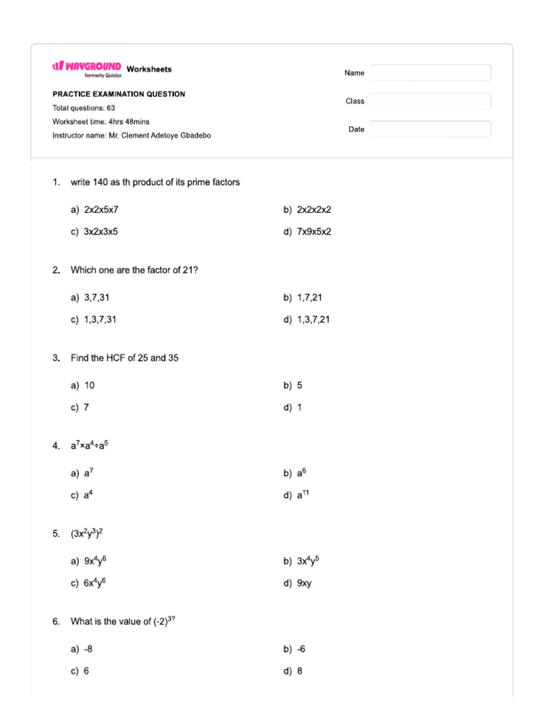 Practice Examination Question | PDF