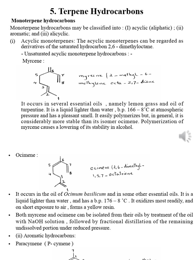 Monoterpene Hydrocarbons Overview | PDF | Hydrocarbons | Organic Chemistry
