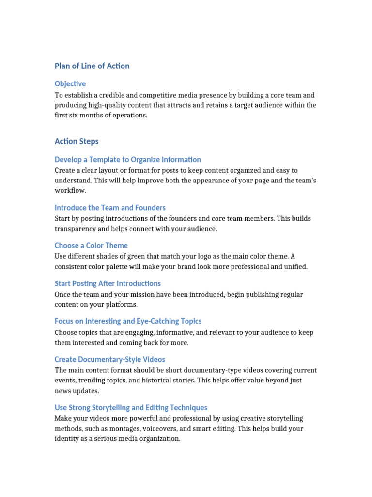 Plan of Action | PDF