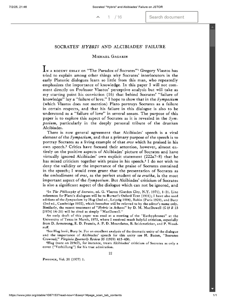 Socrates Hybris and Alcibiades Failure Merged | PDF