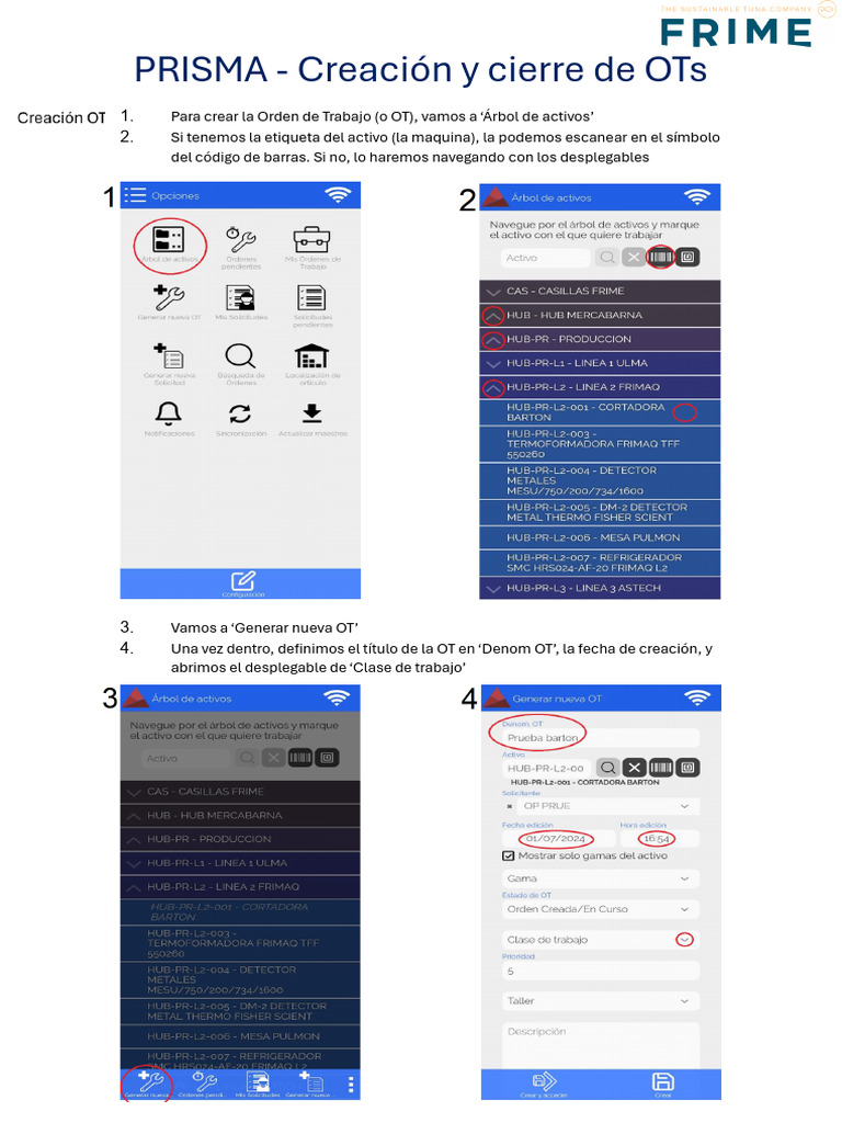 Manual PRISMA - Creación y Cierre de OTs-1 | PDF