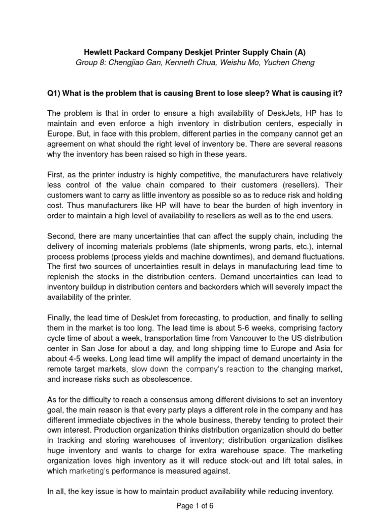 HP Case Revised | PDF | Inventory | Outsourcing