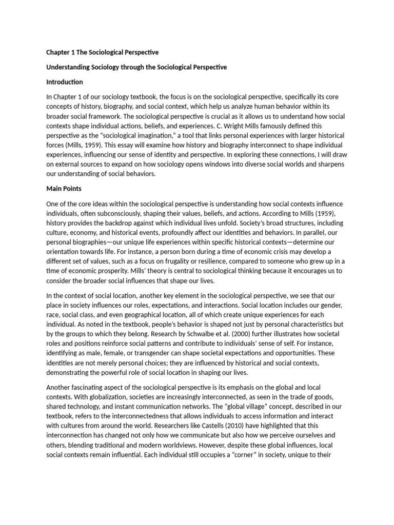 Understanding the Sociological Perspective | PDF | Sociology | Identity ...