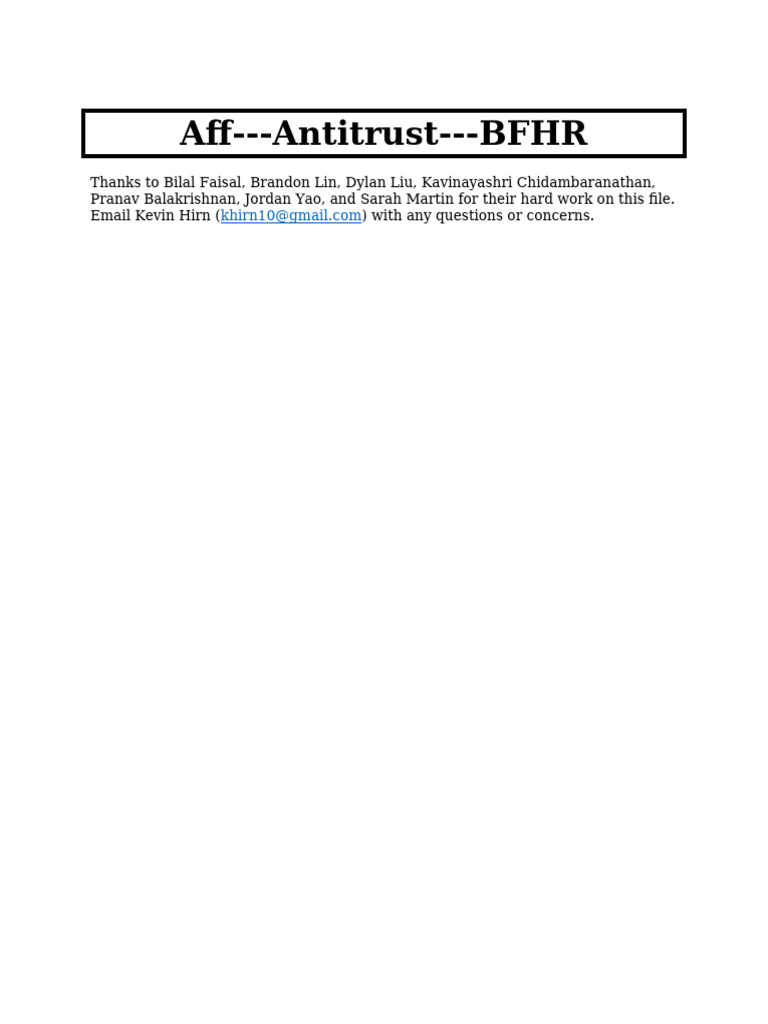 Aff - Antitrust - BFHR | PDF | Competition Law | Patent
