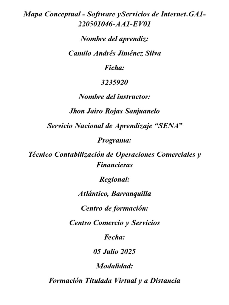 Mapa Conceptual - Software y Servicios de Internet - ga1-220501046-AA1-EV01 | PDF
