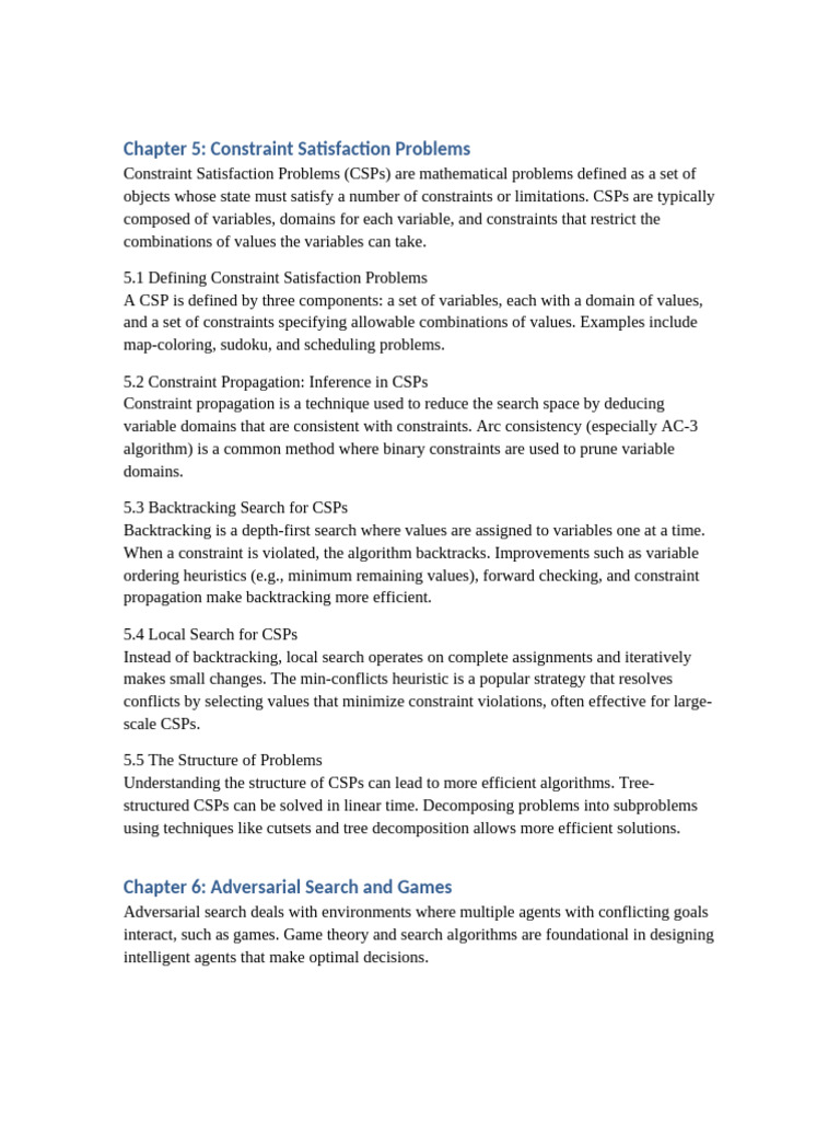 Constraint and Game Search Summary | PDF | Algorithms And Data ...
