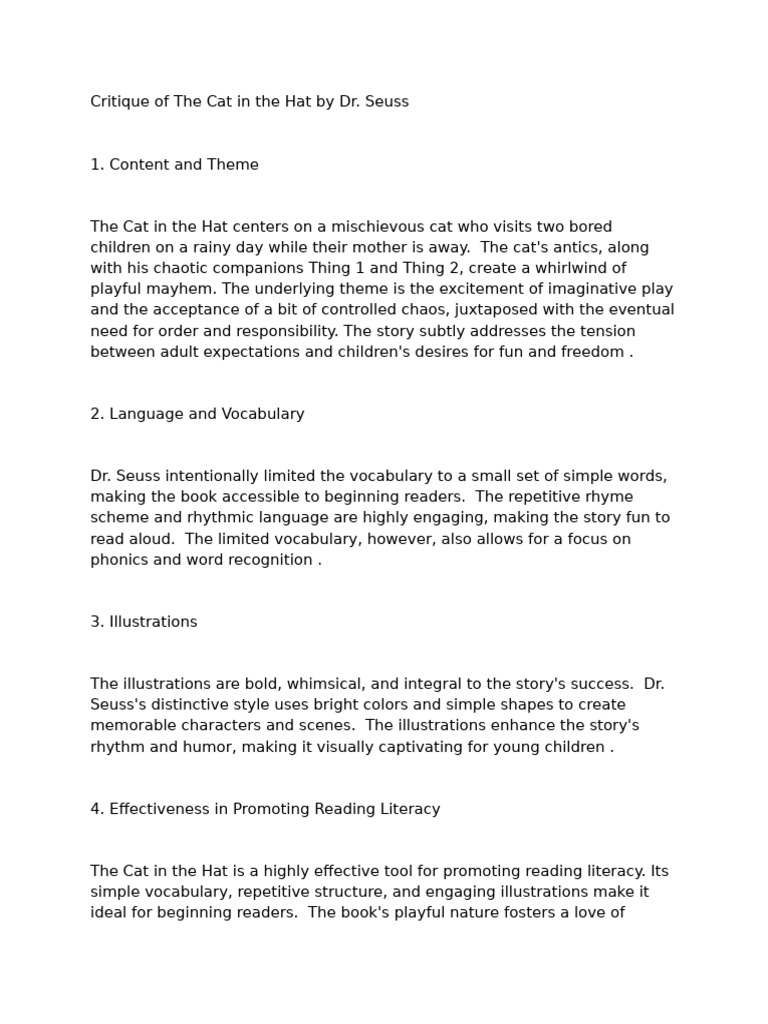 Critique of The Cat in The Hat | PDF