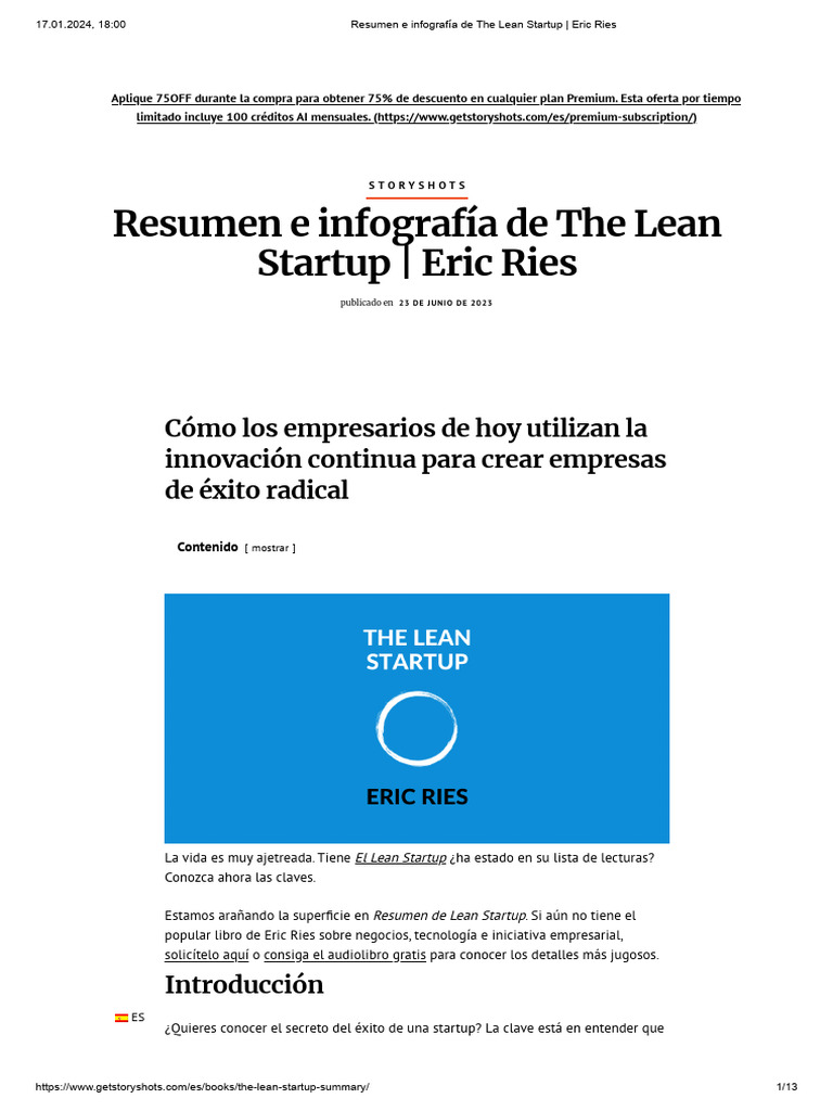Resumen e Infografía de The Lean Startup - Eric Ries | PDF | Lean ...